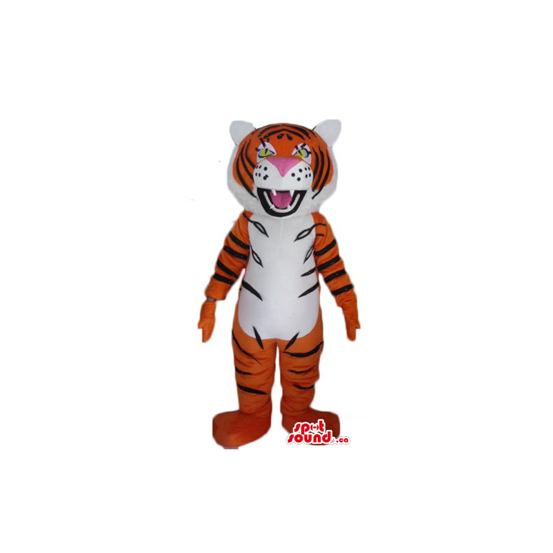 Ferocious orange Tiger Mascot costume wild animal fancy dress ...