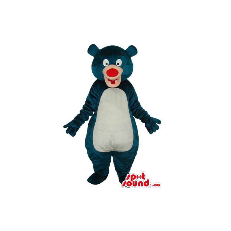 Mascota Oso Azul Un Animal De Felpa Con Barriga Blanca Y Dientes ...