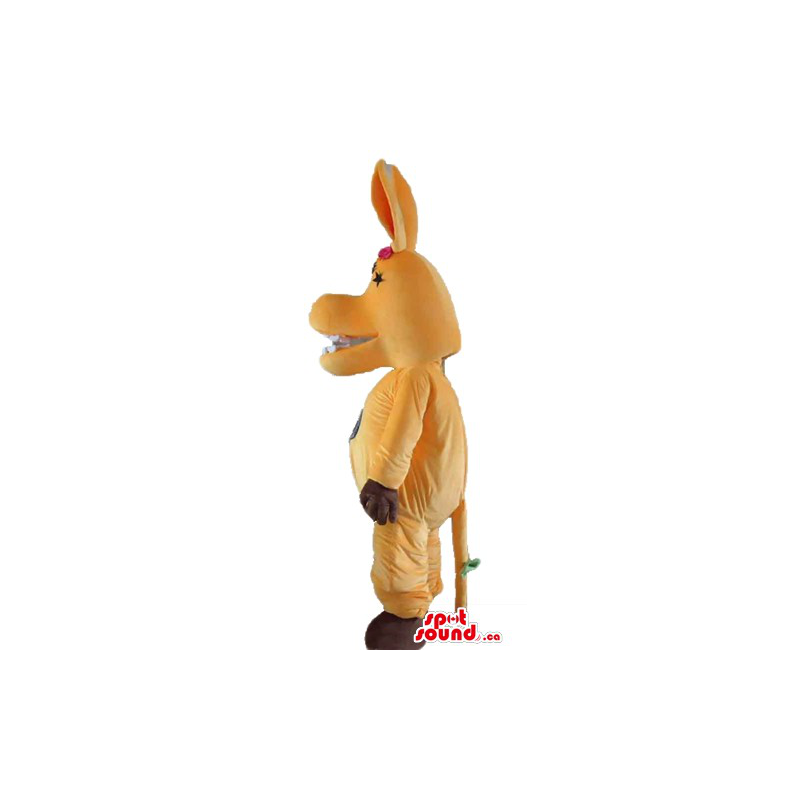 Yellow orange donkey cartoon character animal Mascot costume ...